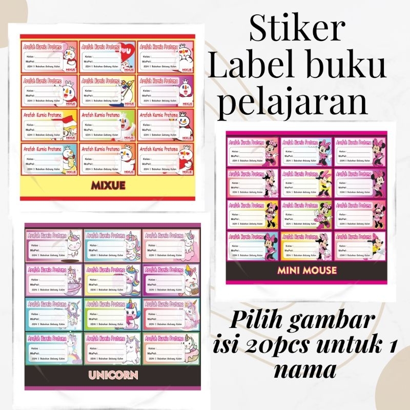 Jual Isi 20pcs/glossy/Stiker mapel/label buku pelajaran/ Stiker mata ...
