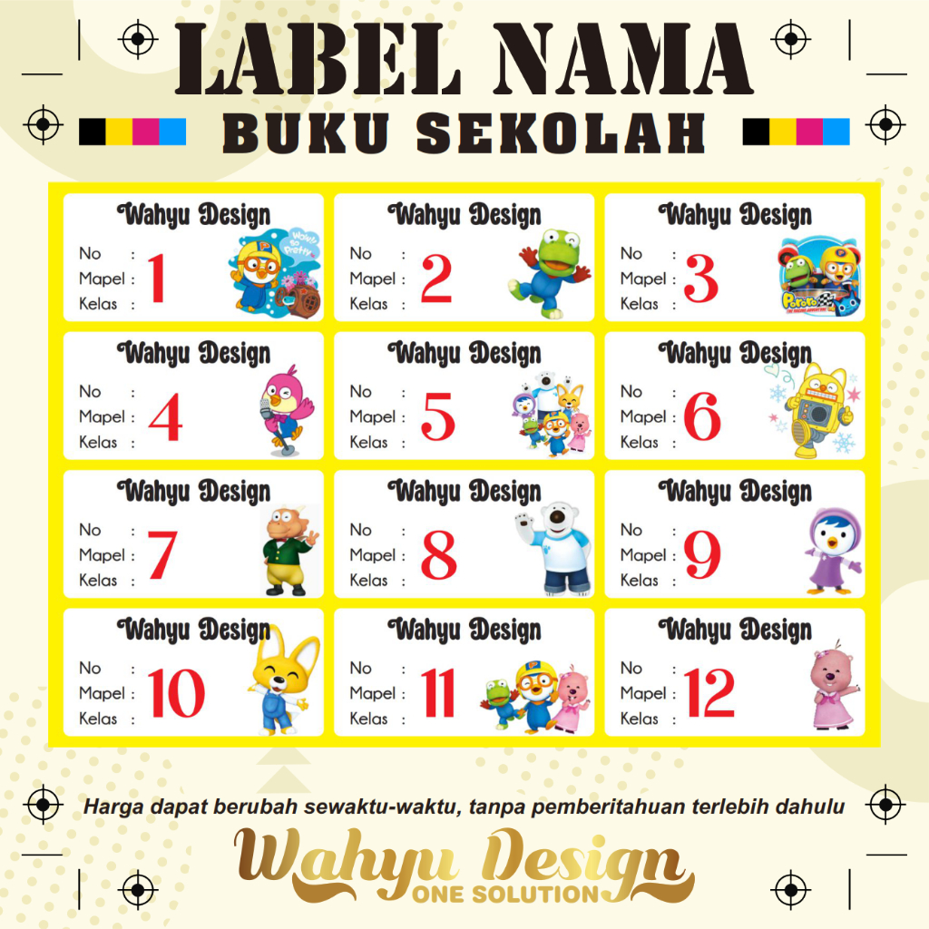 Jual Stiker Label Nama Pejaran / Label Buku Tulis (ISI 12 Nama/lembar ...
