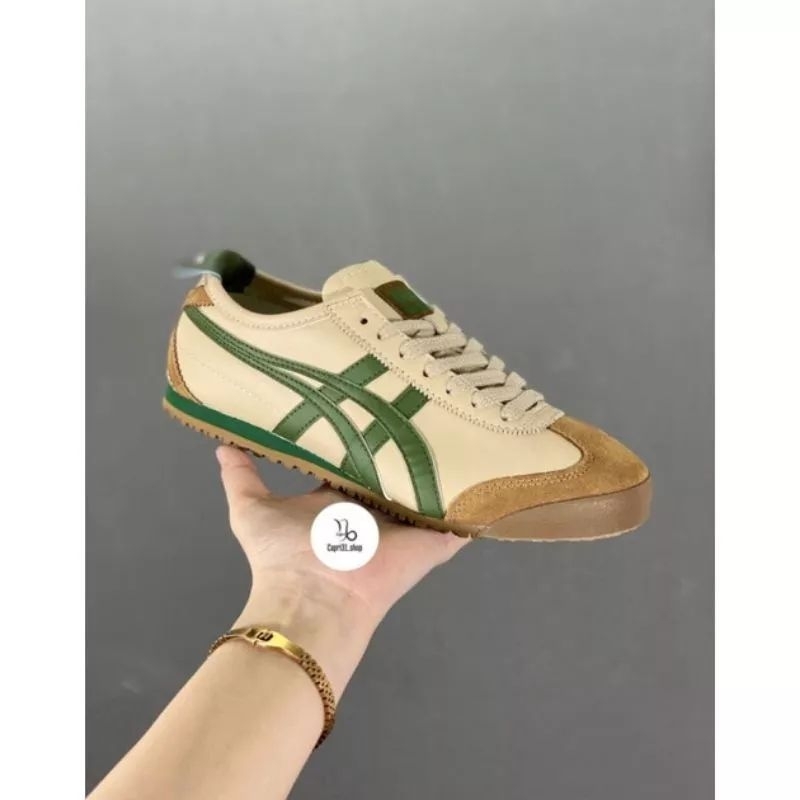 Jual Sepatu Onitsuka Mexico 66 Beige Green Free Kaos Kaki | Shopee ...