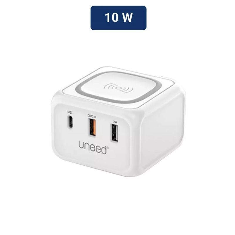 Jual UNEED Power Station Fast Wireless Charger 10w + PD + QC 3.0 ...