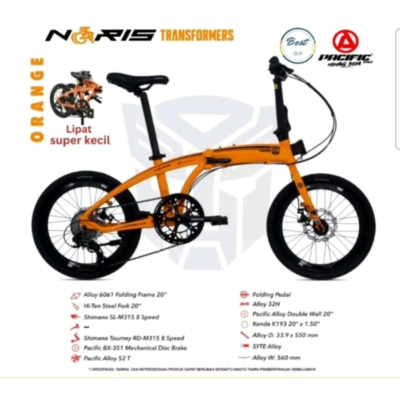 Jual Sepeda lipat Pacific Noris Transformer Batman Kemerdekaan | Shopee Indonesia