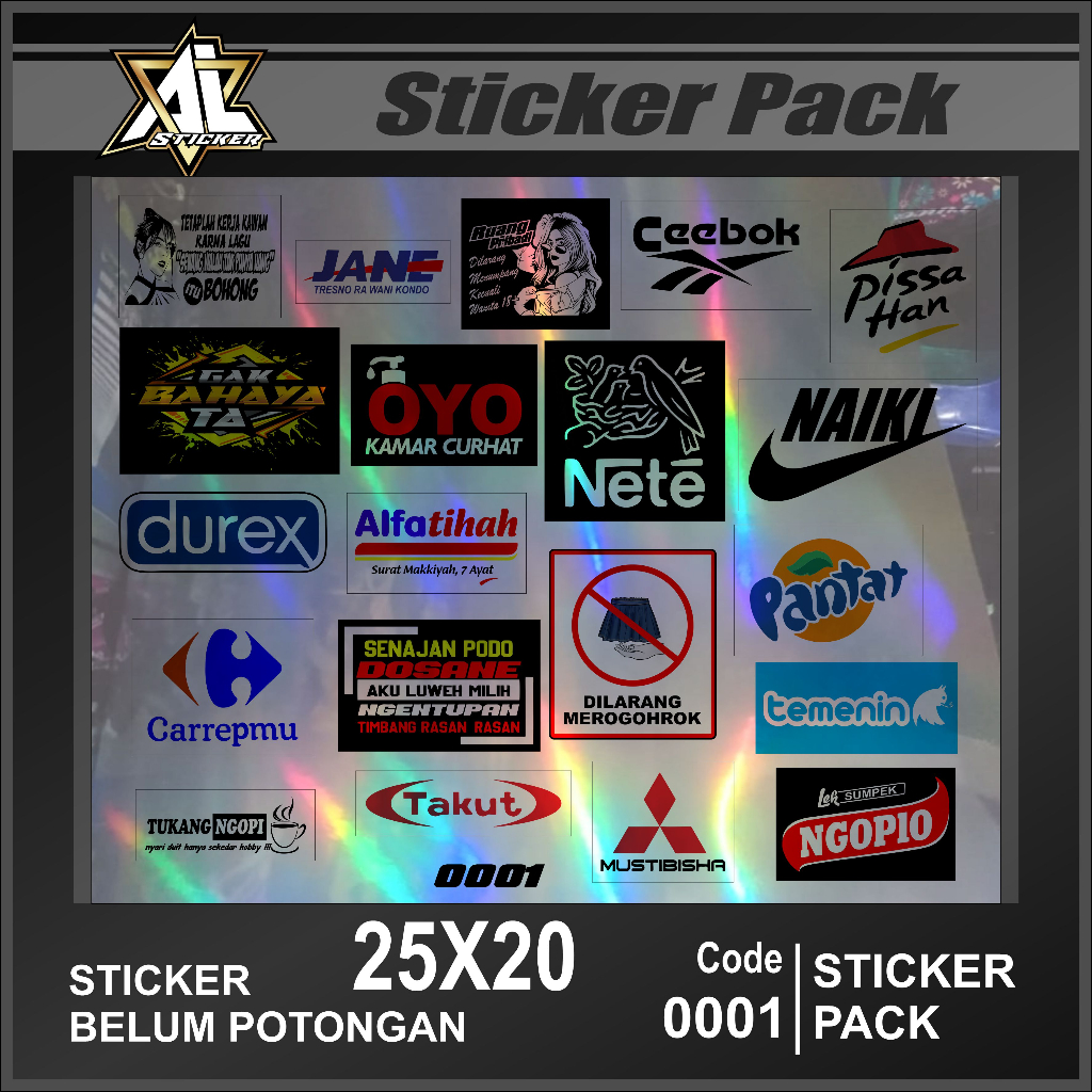 Jual SP 0001 ALIN STICKER PACK LOGO NYELENEH PLESETAN KEREN | Shopee ...