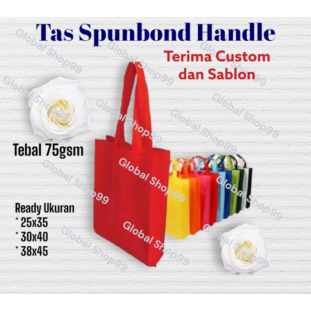 Jual TAS SPUNBOND POLOS CUSTOM - GOODIE BAG HANDLE UKURAN SEDANG 30X40 ...