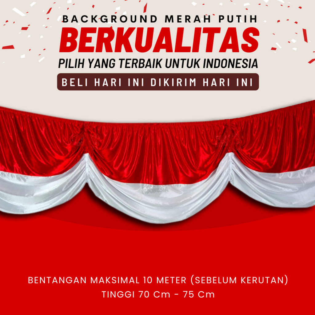 Jual Background Backdrop Gelombang Dekorasi Merah Putih Bendera 17 ...