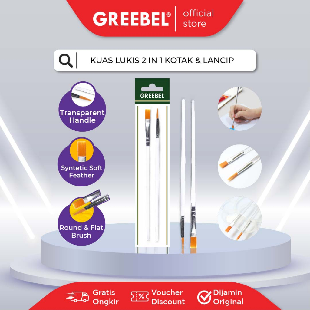 Jual Kuas/Paint Brush 2 IN 1 Bening Set Cat Akrilik/Air/Minyak/Gouache ...