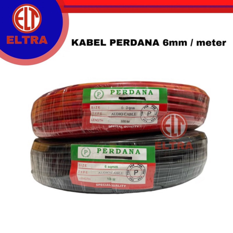 Jual Kabel perdana serabut NYAF 6mm / meter warna merah hitam audio cable | Shopee Indonesia