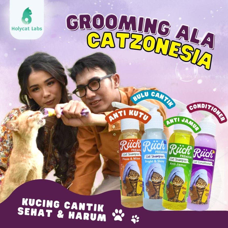 Jual Paket Grooming Kucing Murah dan Lengkap Shampo Riich Kutu | Jamur | Conditioner ala ...