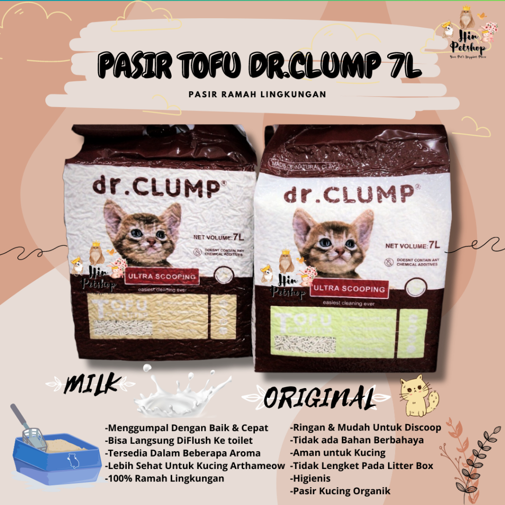 Jual PASIR TOFU DR.CLUMP 7L MILK & ORIGINAL-Pasir Ramah Lingkungan ...