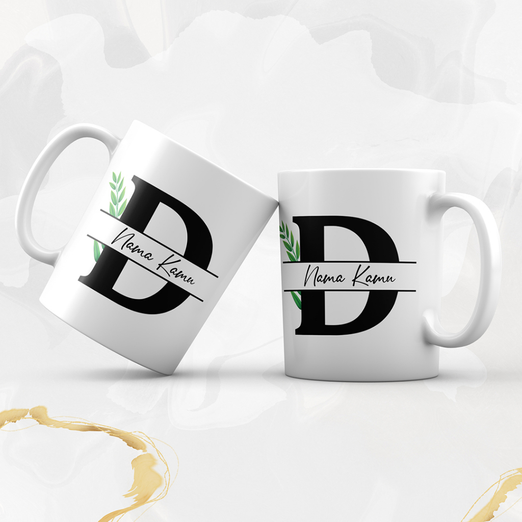 Jual MUG INISIAL NAMA / MUG CUSTOM NAMA / CETAK SOUVENIR MUG GELAS KADO ...