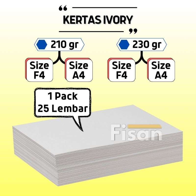 Jual 25 Lembar Kertas Ivory Paper 210 gr 230 gr A4 F4 | Shopee Indonesia