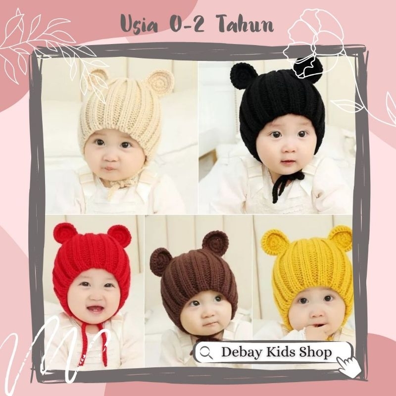 Jual Kupluk Topi Rajut Anak Bayi Model Bonnet Telinga Mickey Mouse ...