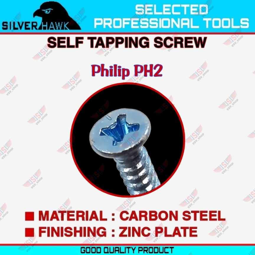 Jual Sekrup Skrup 38mm FAB Self Tapping Screw FH#6x1-1/2" SilverHawk ...