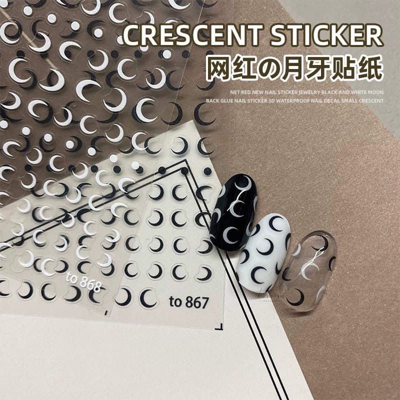 Jual STICKER BULAN SABIT MOON BLACK WHITE FOR NAIL ART HIASAN KUKU NAIL ...