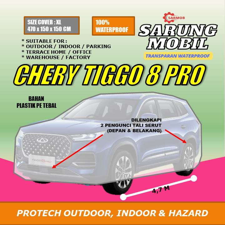 Jual cover Mobil Transparan tebal 80 micron CHERY TIGGO 8 PRO Plastik ...
