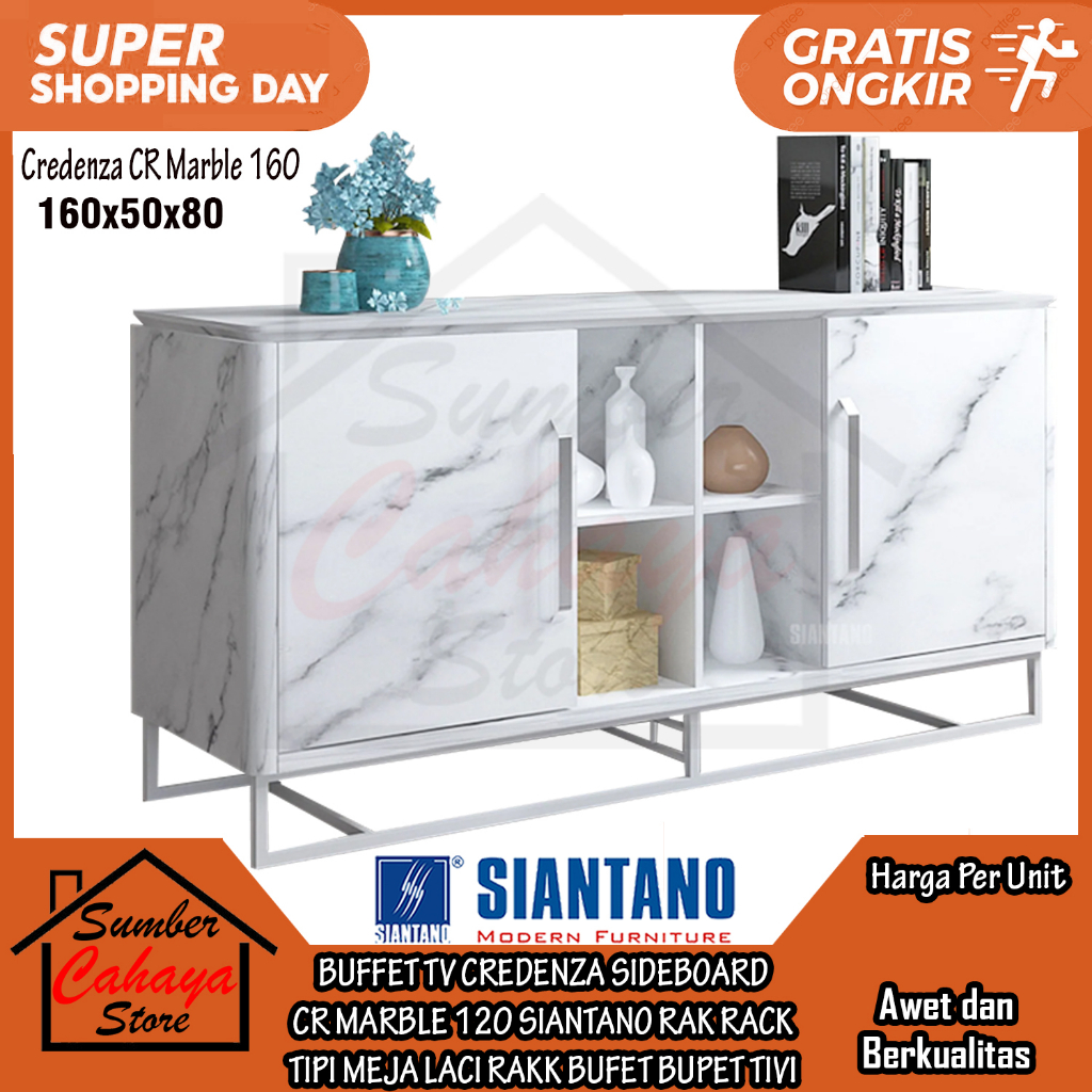 Jual [Kargo] BUPET RAK TIPI CR MARBLE MARMER 160 SIANTANO CREDENZA ...