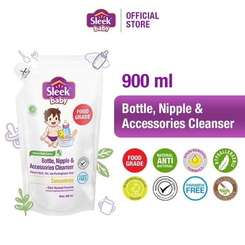 Jual Sleek Sabun Pencuci Botol | Sleek Baby Cleanser Ukuran 900ml Reff ...