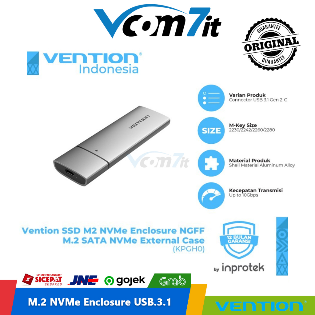 Jual Vention SSD M.2 NVMe Enclosure Case External USB 3.1 Type-C ...