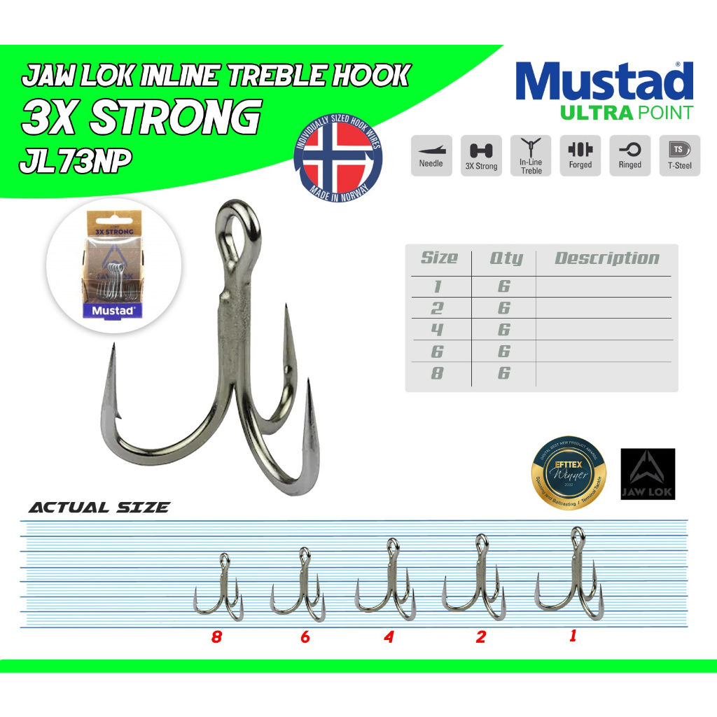 Jual PUSATPANCING5 - Mata Pancing Mustad Jaw Lok In-Line Trebele Hook ...