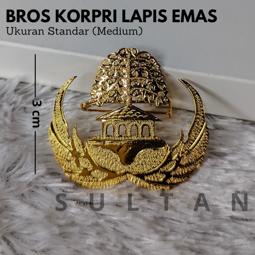 Jual SULTAN Bros PIN Korpri Bahan Logam Kuningan Lapis Emas Ukuran 3cm ...