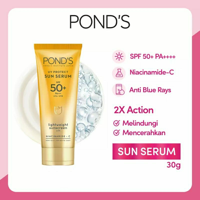 Jual Ponds UV Protect Sun Serum SPF50+ 30g Kemasan Lama | Shopee Indonesia