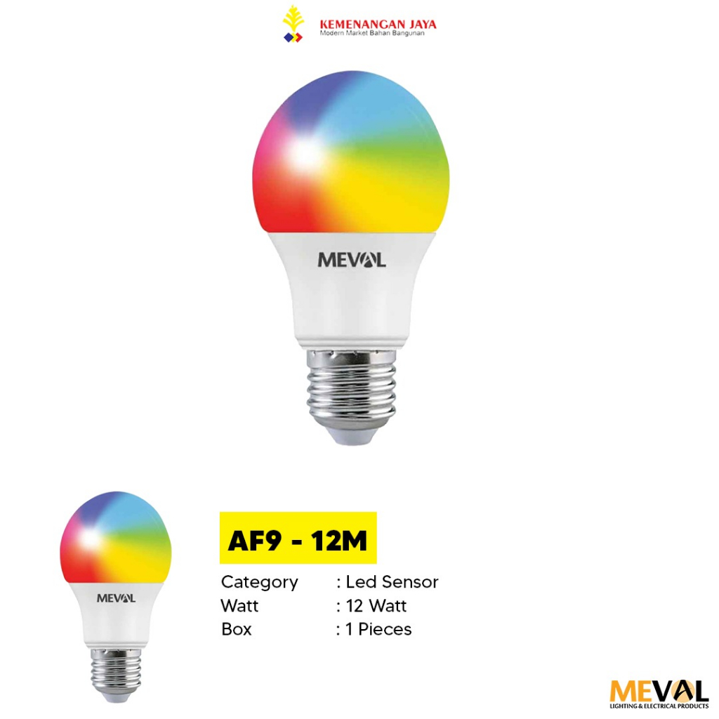 Jual LAMPU MEVAL / SMART BULB LED AF9-12M / 12 WATT | Shopee Indonesia