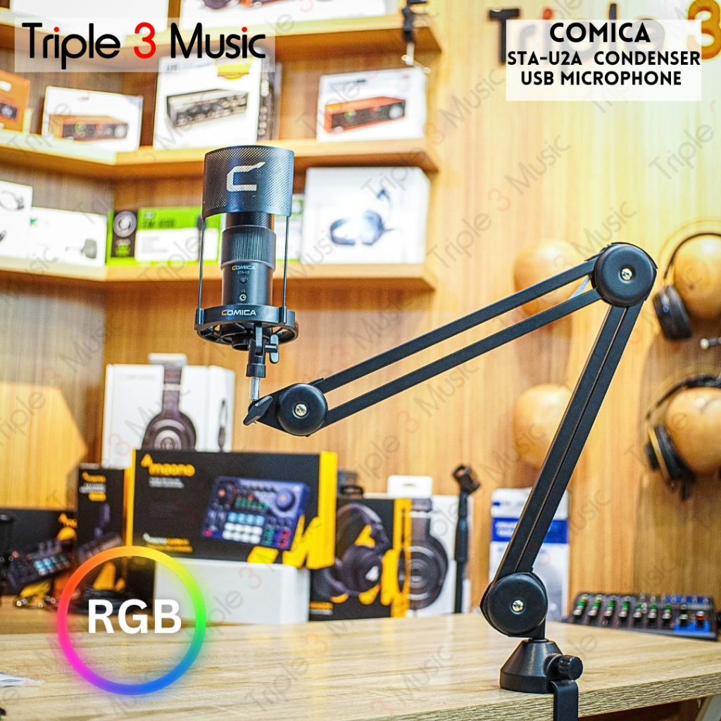 Jual COMICA STA-U2A RGB Cardioid Condenser USB Microphone Kit | Shopee ...