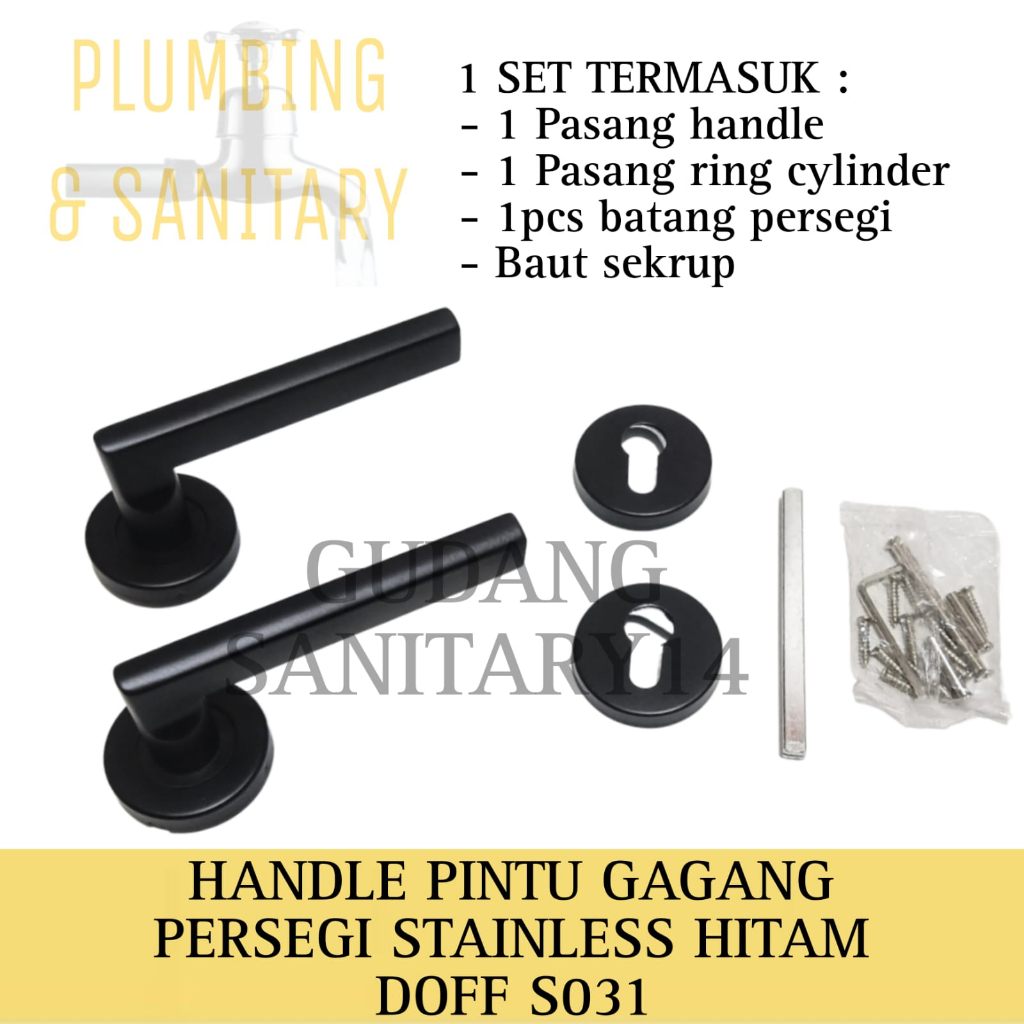 Jual Handle pintu set stainless hitam doff minimalis S031 gagang pintu ...