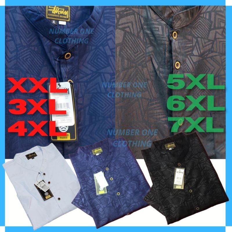 Jual Baju Koko Pria Jumbo Emboss Premium 3XL 4XL 5XL 6XL 7XL Big Size ...