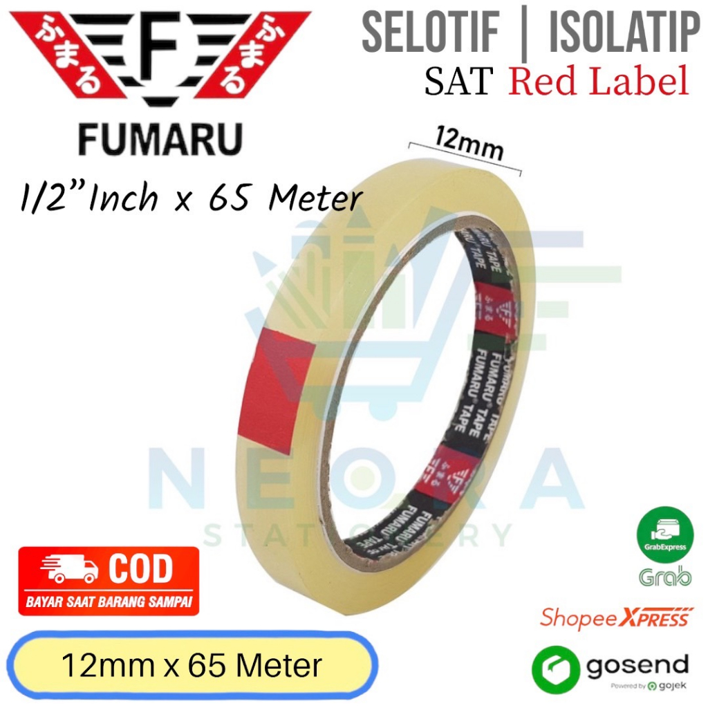 Jual Selotip/Isolatip Bening Fumaru SAT 12mmx65 M (Red Label) | Shopee ...