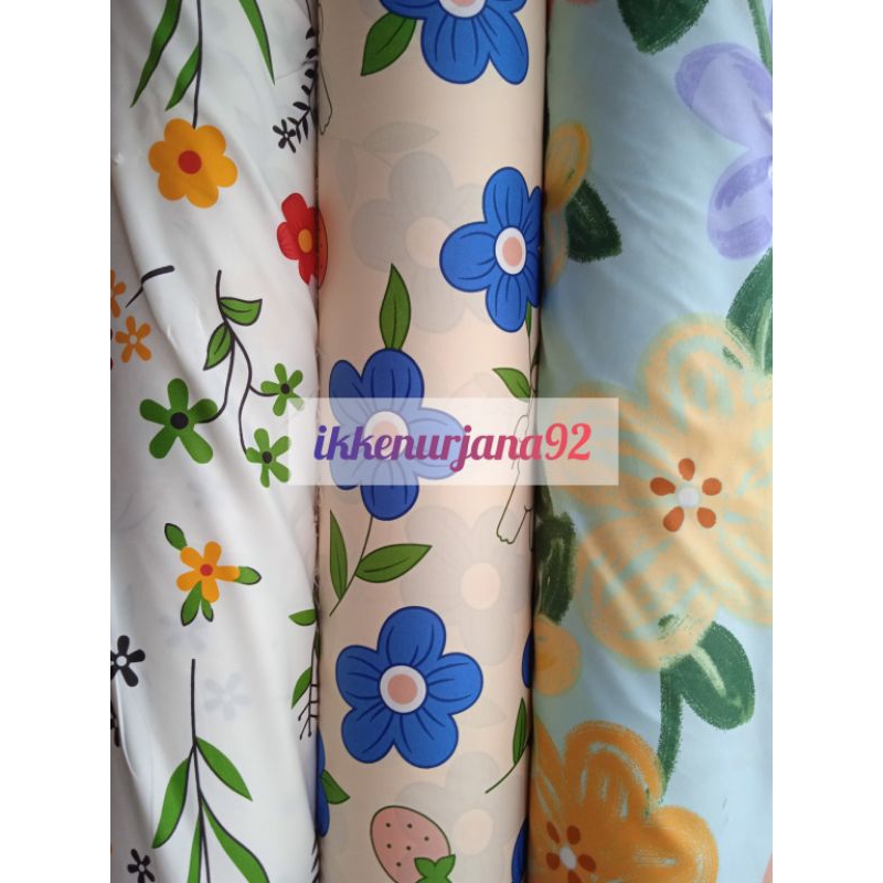 Jual kain bahan polymicro meteran motif bunga harga 1m x 240cm | Shopee ...