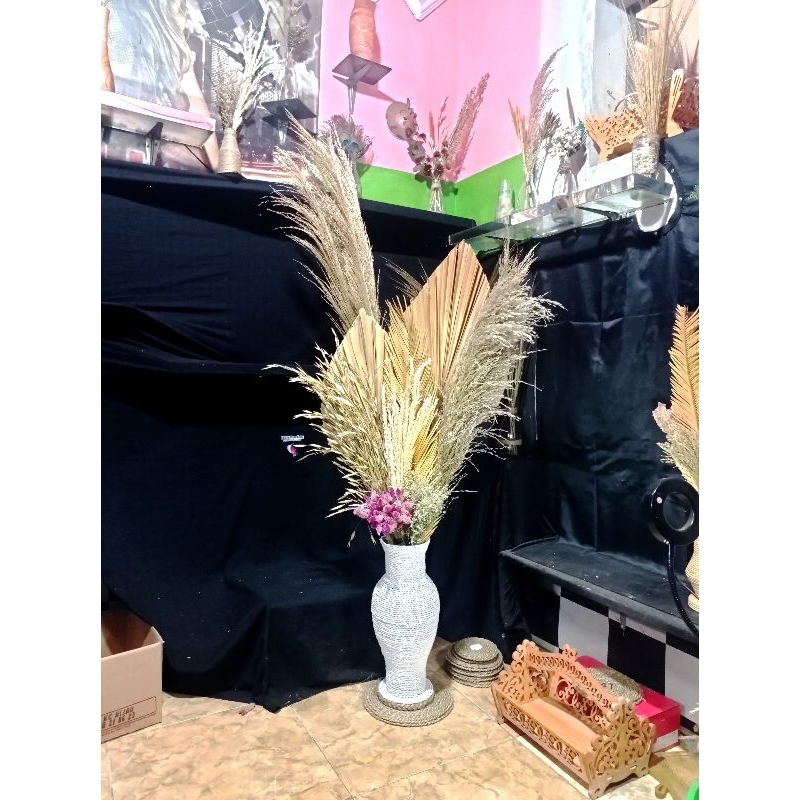 Jual vas buket bunga kering paket lengkap denga. vas 40cm | Shopee ...