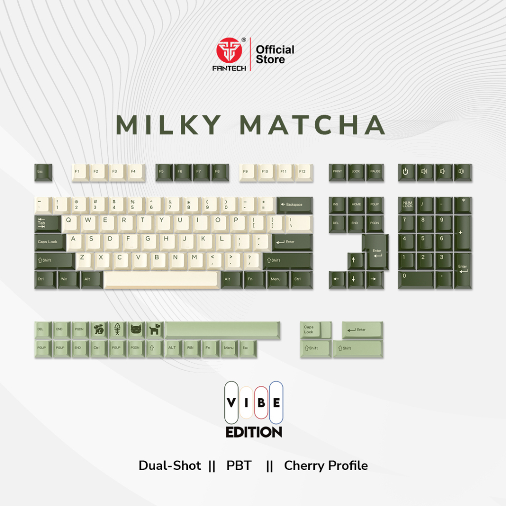 Jual Fantech Keycaps SET PBT Dual-Shot Milky Matcha Cherry Profile ACK01 | Shopee Indonesia