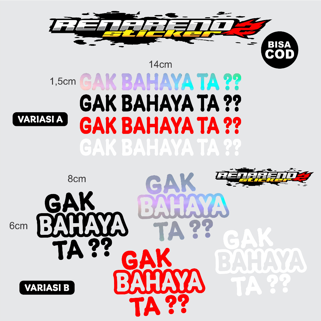 Jual STICKER CUTTING GAK BAHAYA TA ?? | Shopee Indonesia