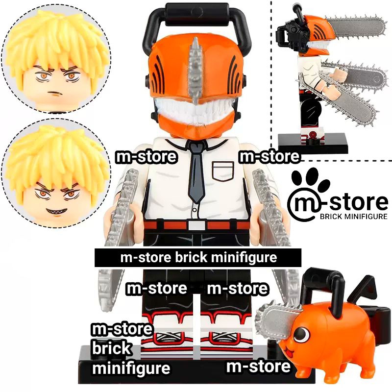 Jual brick chainsaw man pochita denji human devil hybrid mini toy ...