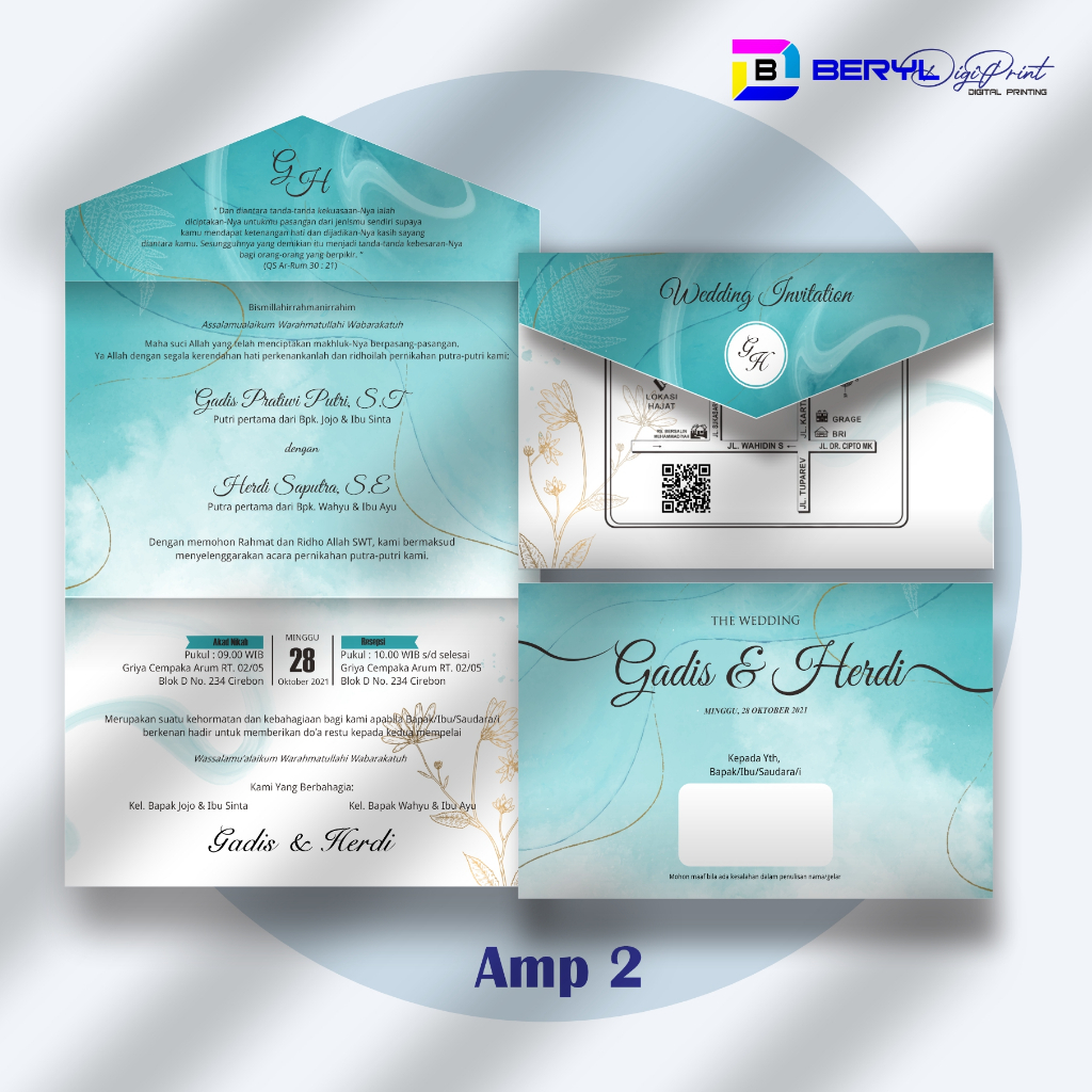 Jual Undangan Pernikahan Semi Amplop simpel elegan | Shopee Indonesia