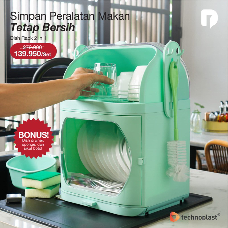 Jual PROMO Rak Peniris Piring Technoplast Dish Rack 2 in 1 Jumbo Kokoh ...