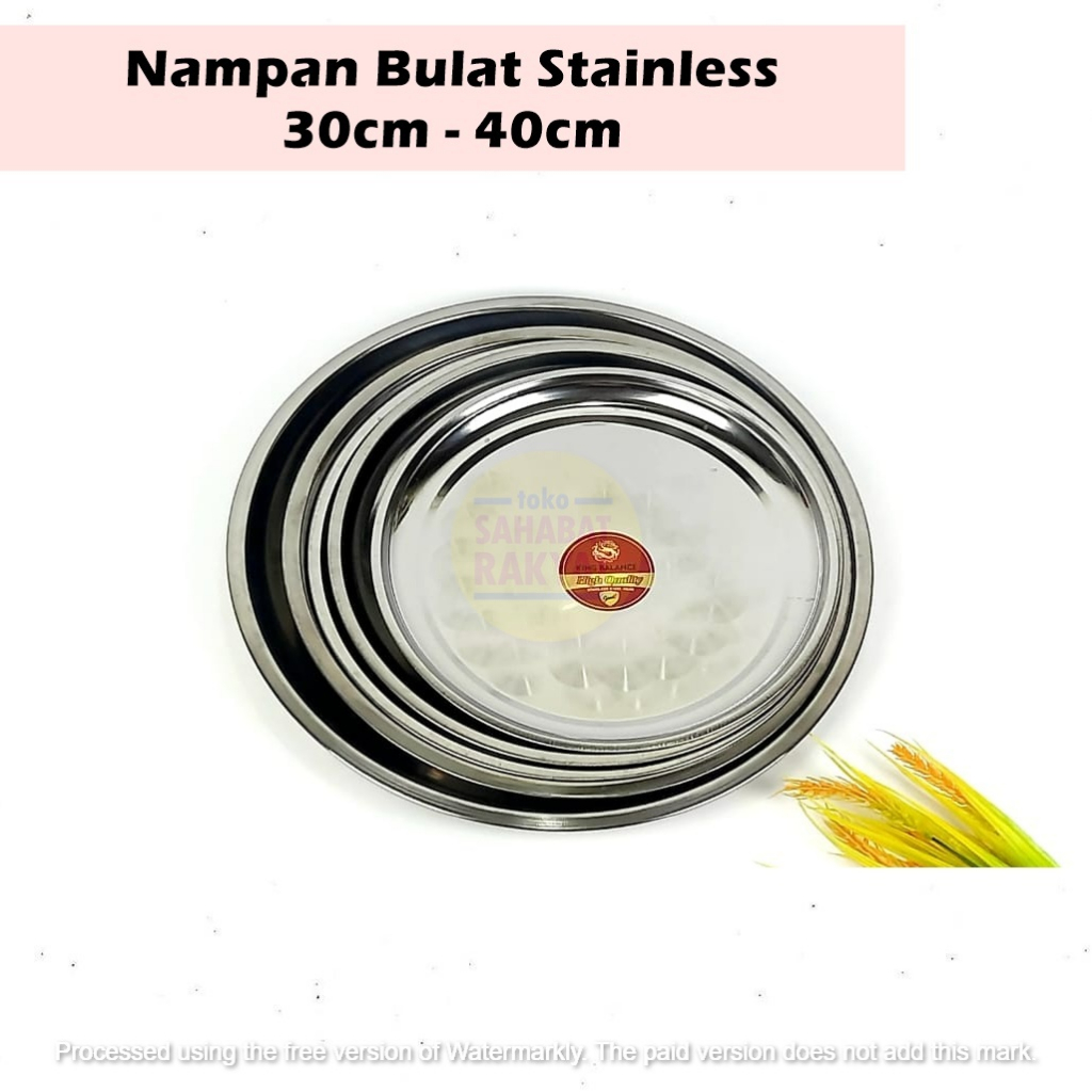 Jual Nampan Bulat Stainless Polos dan Motif Piring Bulat Stainless ...