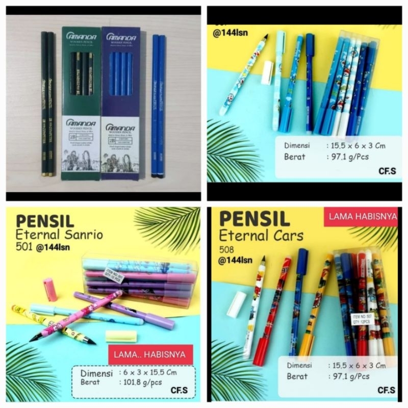 Jual 12 Pcs / 1 Lusin Pensil Kayu 2B Squessy Amanda/ Pensil Eternal ...