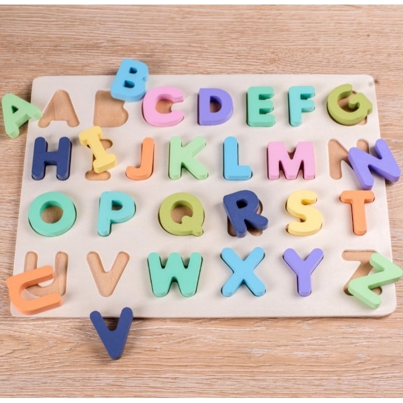 Jual PUZZLE ABC ALFABET HURUF DAN ANGKA NUMBER MURAH SHAPE PUZZLE ...