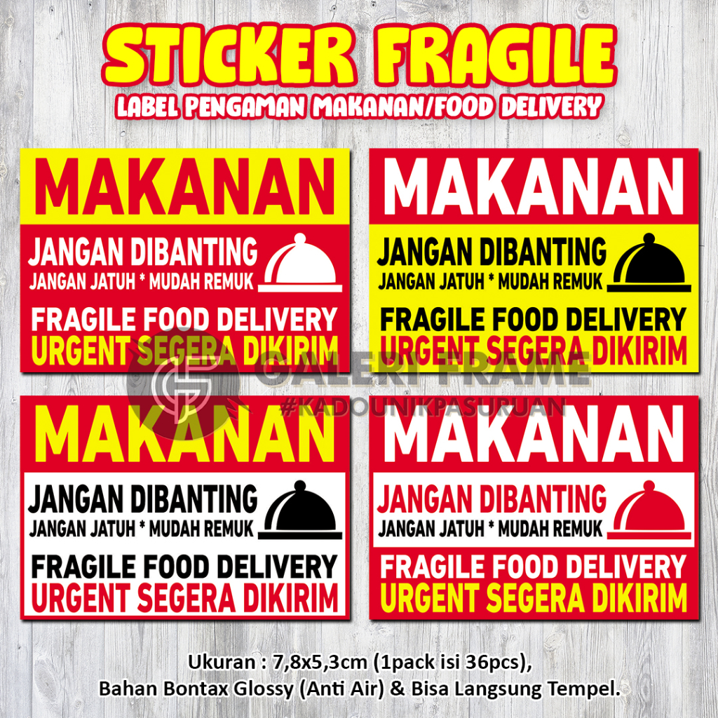 Jual STICKER FRAGILE UNTUK PENGAMAN MAKANAN || FRAGILE FOOD DELIVERY ...