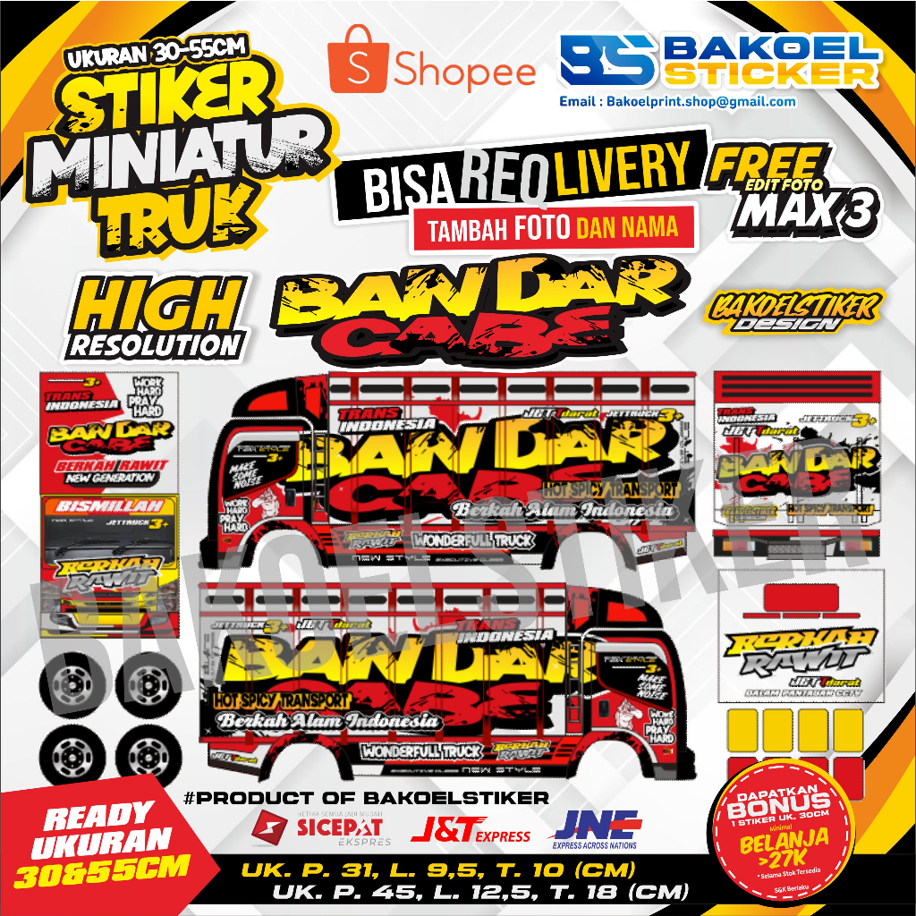Jual STIKER MINIATUR TRUK OLENG NEW BSDESIGN UK. 30-55CM | Shopee Indonesia