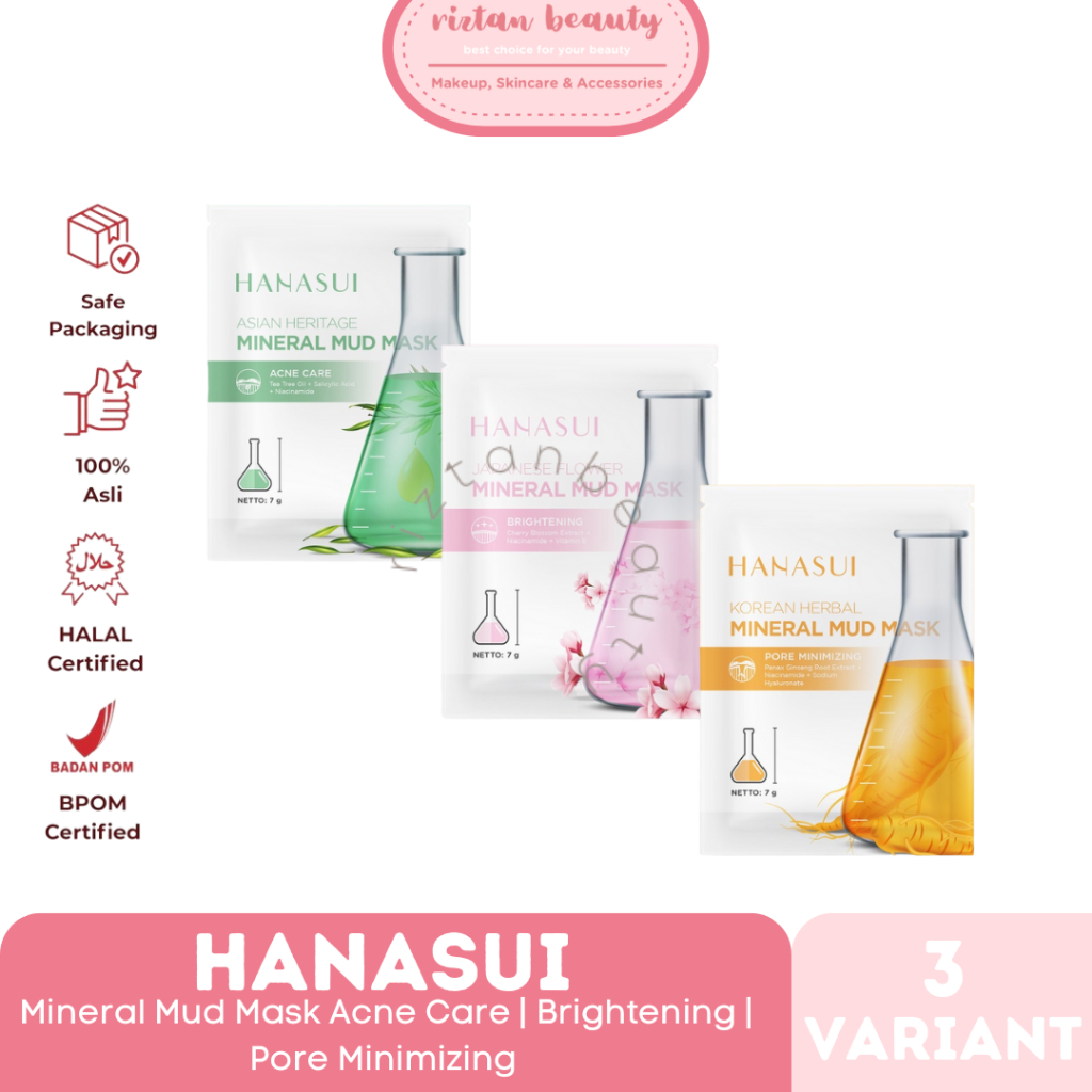 Jual HANASUI - MINERAL MUD MASK ( ACNE CARE | BRIGHTENING | PORE ...