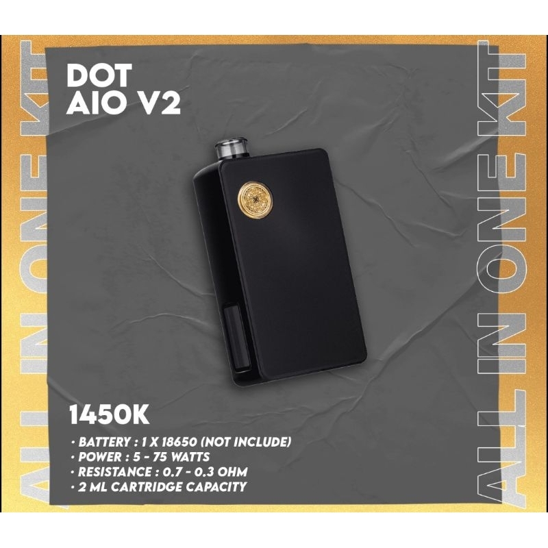 Jual DOT AIO V2 BLACK ALL IN ONE KIT 75W | Shopee Indonesia
