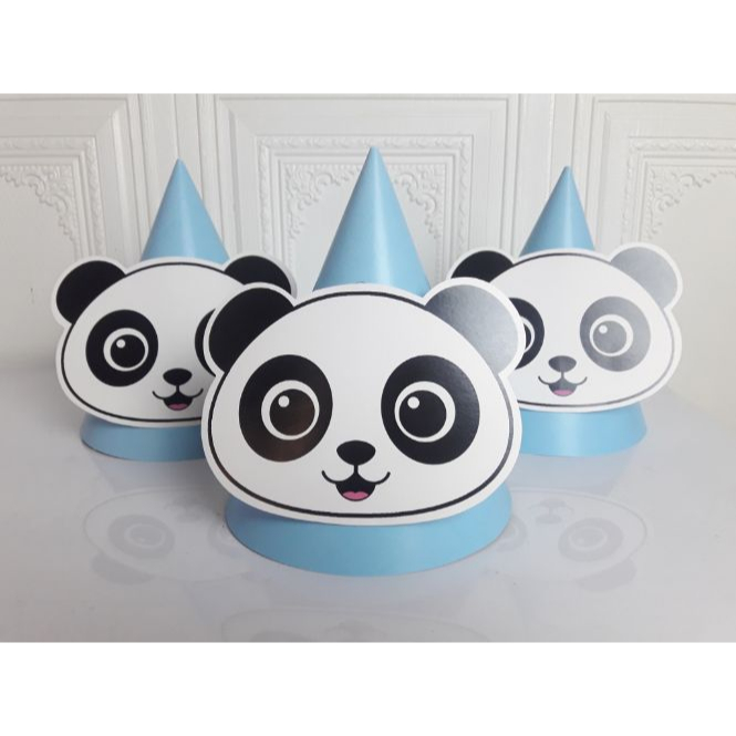 Jual topi pop up panda / topi ultah panda / topi kerucut panda / topi ...