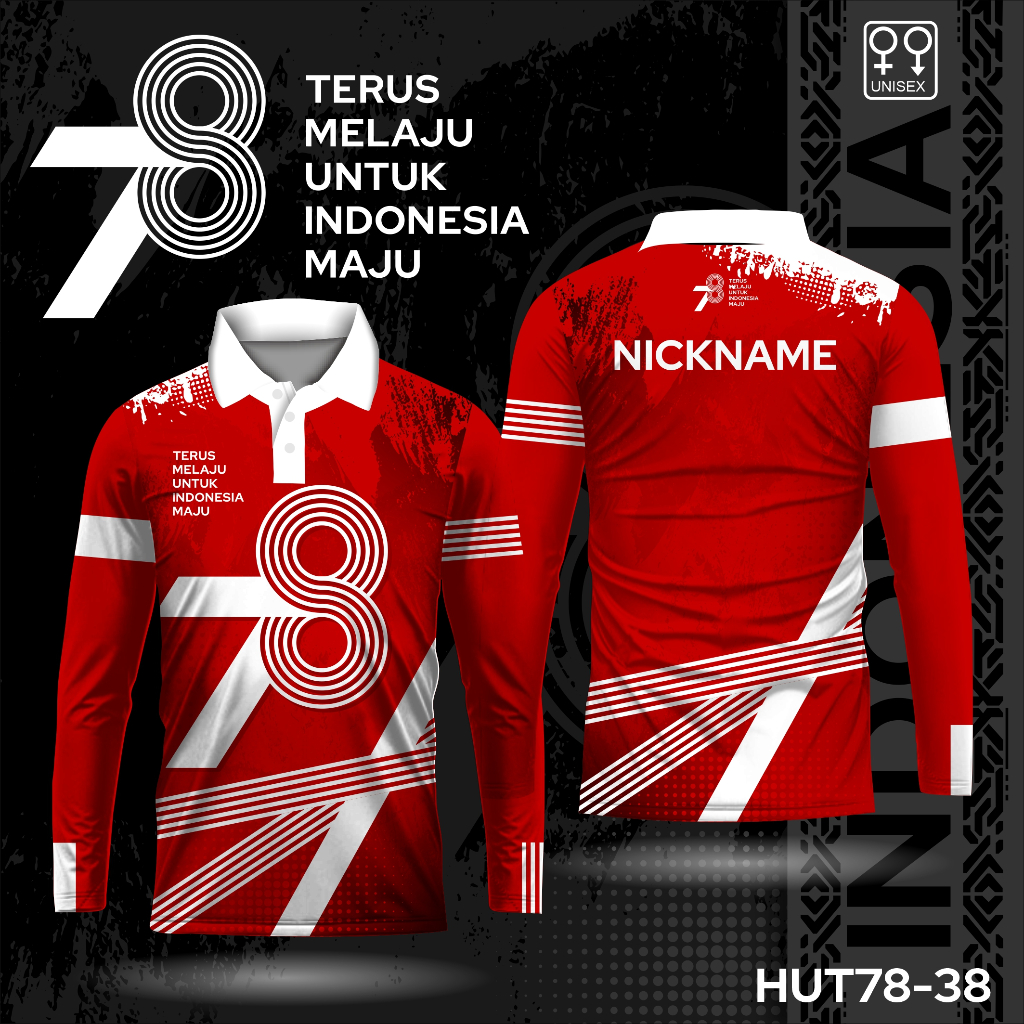Jual Baju polo hut kemerdekaan ri ke 78 tahun 2023 kaos 17 an lengan panjang dirgahayu indonesia ...