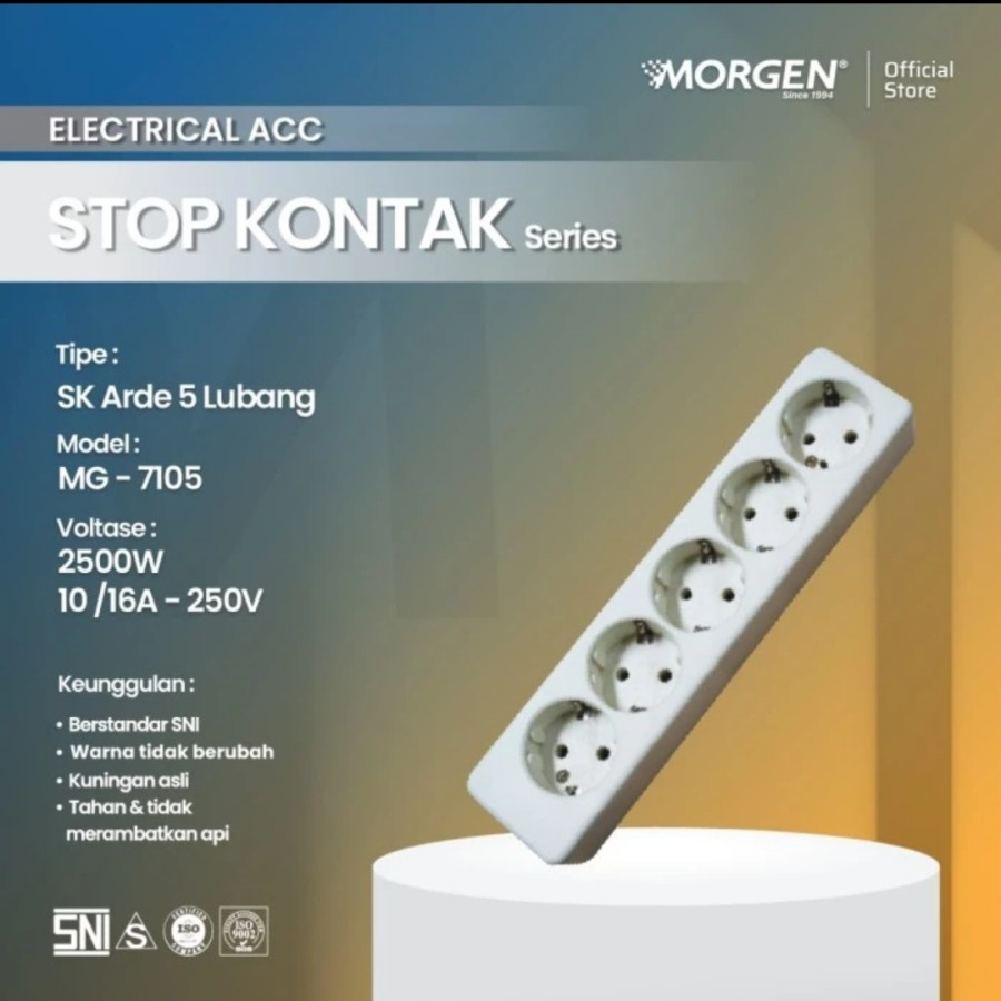 Jual MORGEN STOP KONTAK ARDE 5 LUBANG/ TERMINAL KUNINGAN/ COLOKAN ...