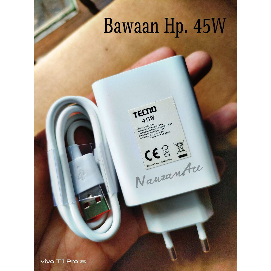 Jual Charger Tecno 45W ORI POVA 4 Pro / Pova 5. Bawaan HP Like New | Shopee Indonesia