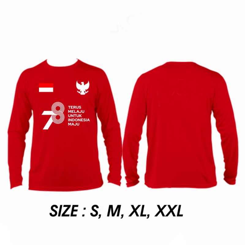 Jual KAOS LENGAN PANJANG KEMERDEKAAN HUT RI 78 TERUS MELAJU UNTUK INDONESIA MAJU | Shopee Indonesia