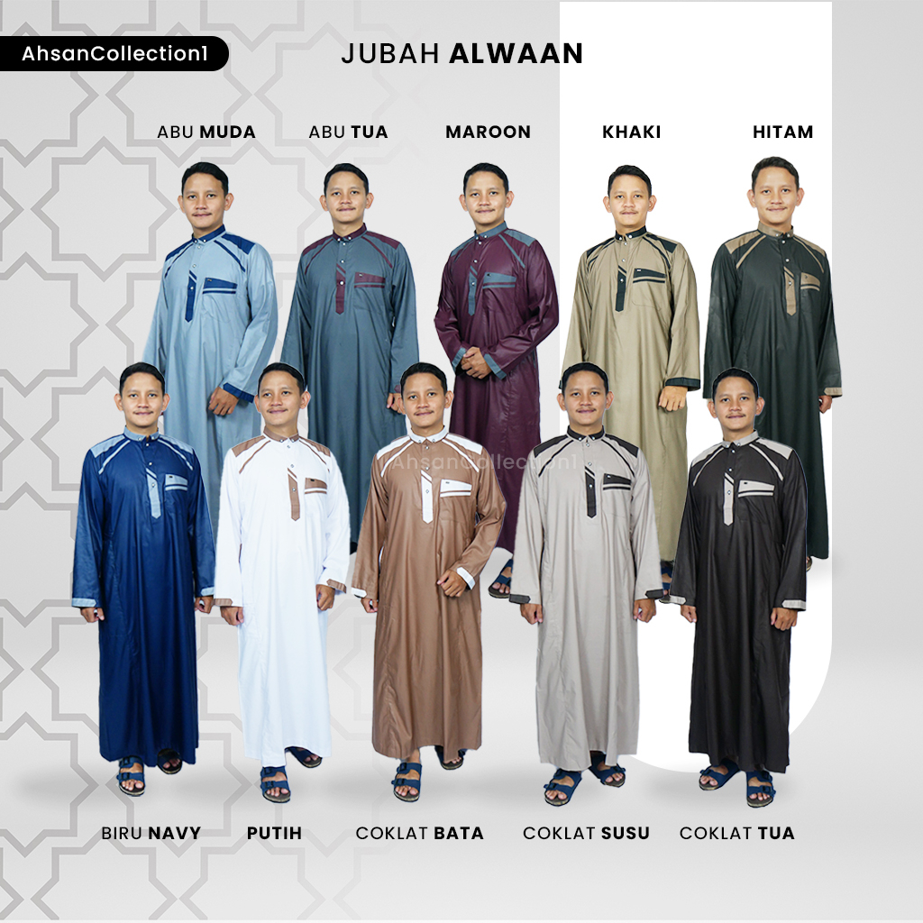 Jual [JD019] - Baju jubah gamis pria dewasa ALWAAN motif dua warna | Gamis pria dewasa | gamis ...