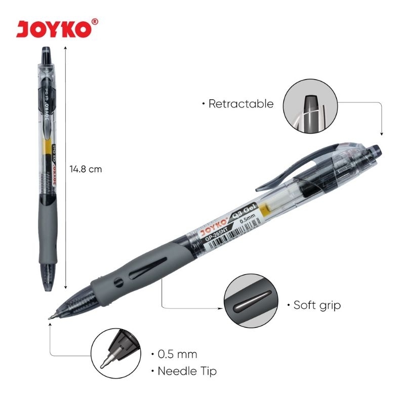 Jual Gel Pen / Pulpen / Pena Joyko GP 265 / Q Gel 0,5 mm (12 pcs) | Shopee Indonesia